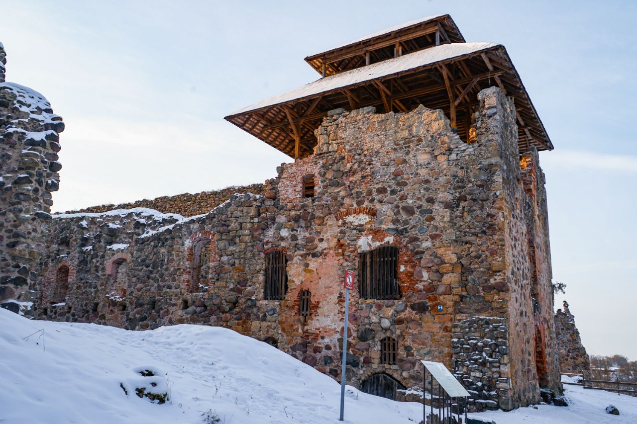 Ruins of the Rauna medieval castle in Latvia